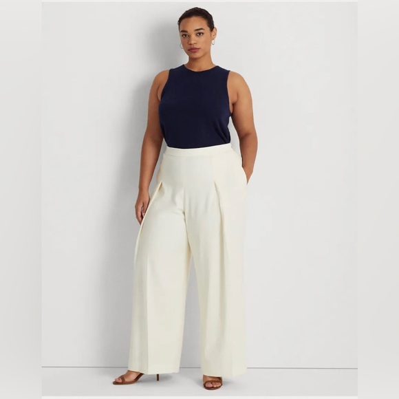Lauren Ralph Lauren | Pants & Jumpsuits | Lauren Ralph Lauren Woman Plus Size Pleated Crepe ...